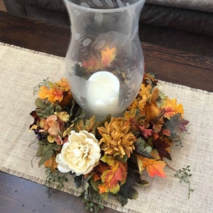 Fall Floral Candle Ring Fall Candle Wreath Mini Fall Wreath | Etsy
