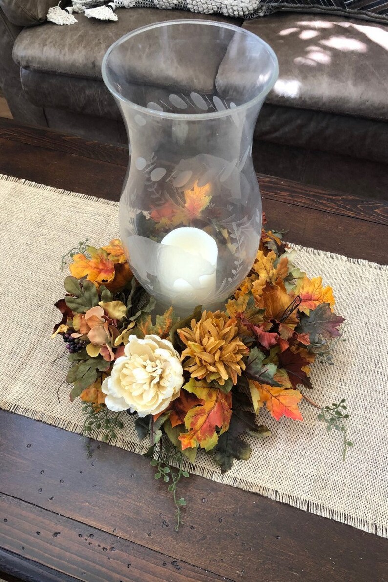 Fall Floral Candle Ring Fall Candle Wreath Mini Fall Wreath | Etsy