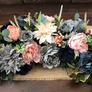 Gray Blue Coral Garland Spring Summer Garland Lush Floral - Etsy