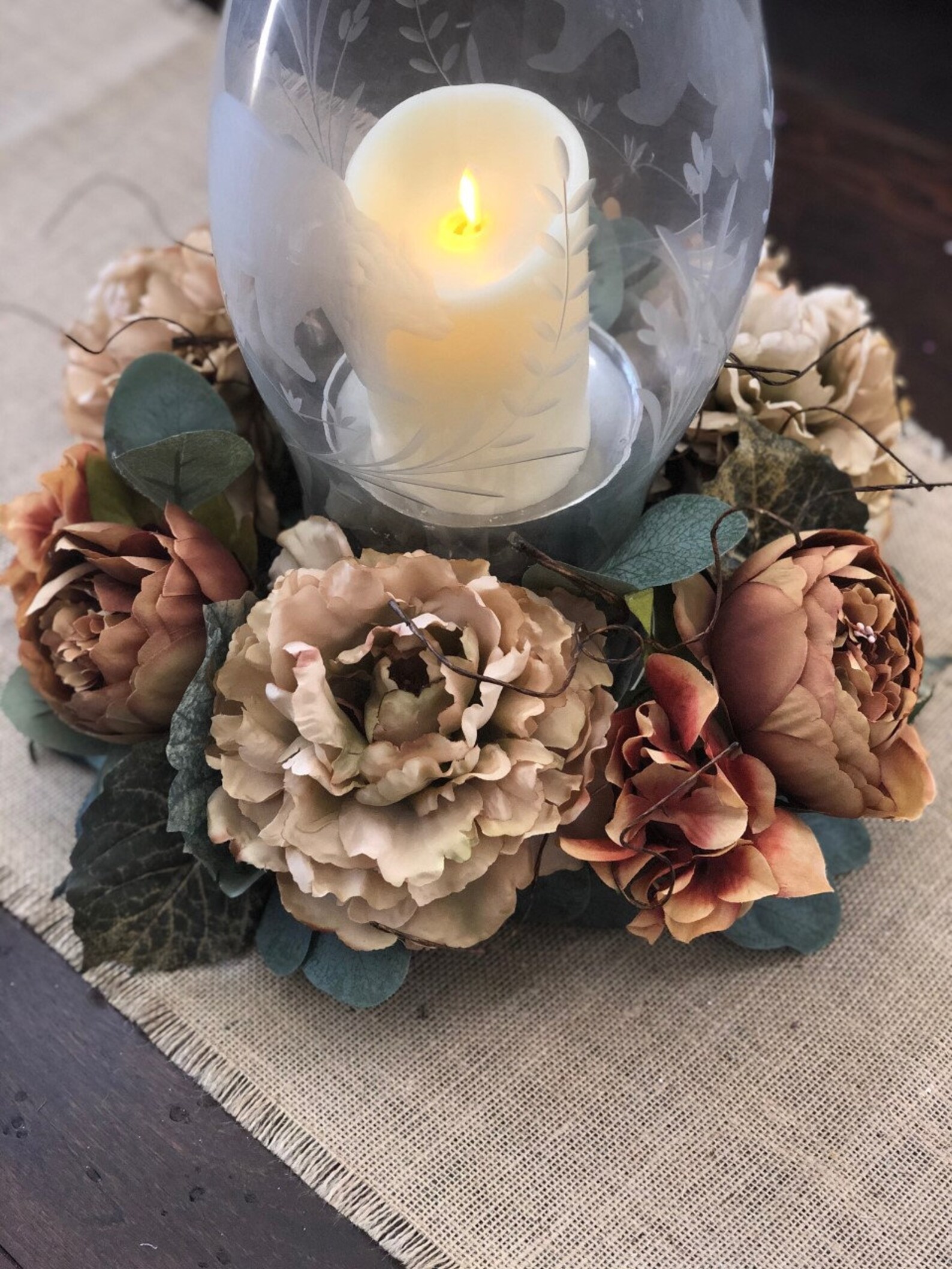 Rustic Candle Ring Floral Candle Ring Mini Wreath Everyday - Etsy