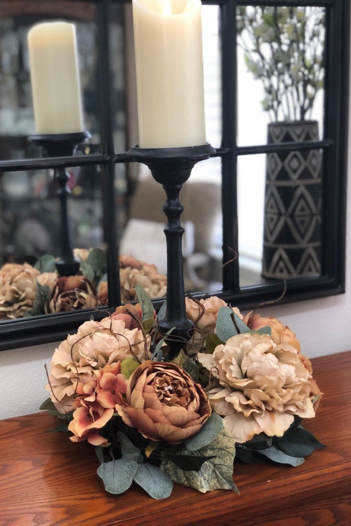 Rustic Candle Ring Floral Candle Ring Mini Wreath Everyday - Etsy