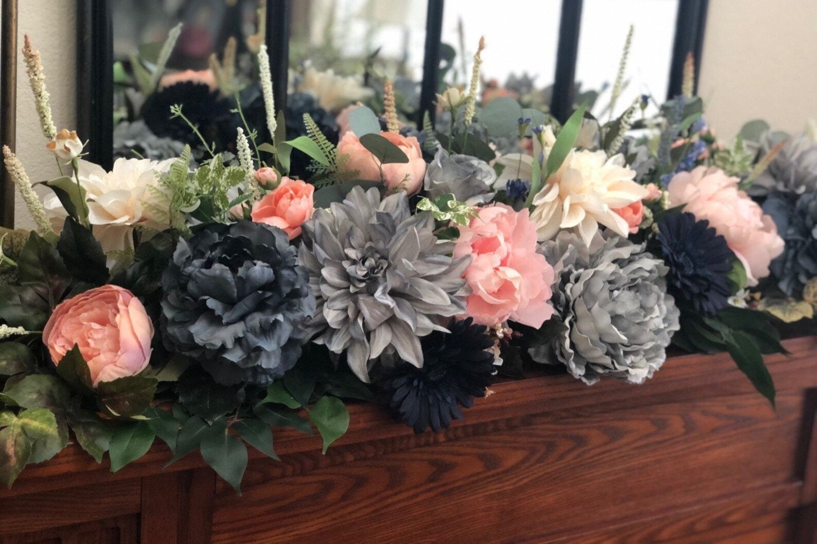 Gray Blue Coral Garland Spring Summer Garland Lush Floral - Etsy
