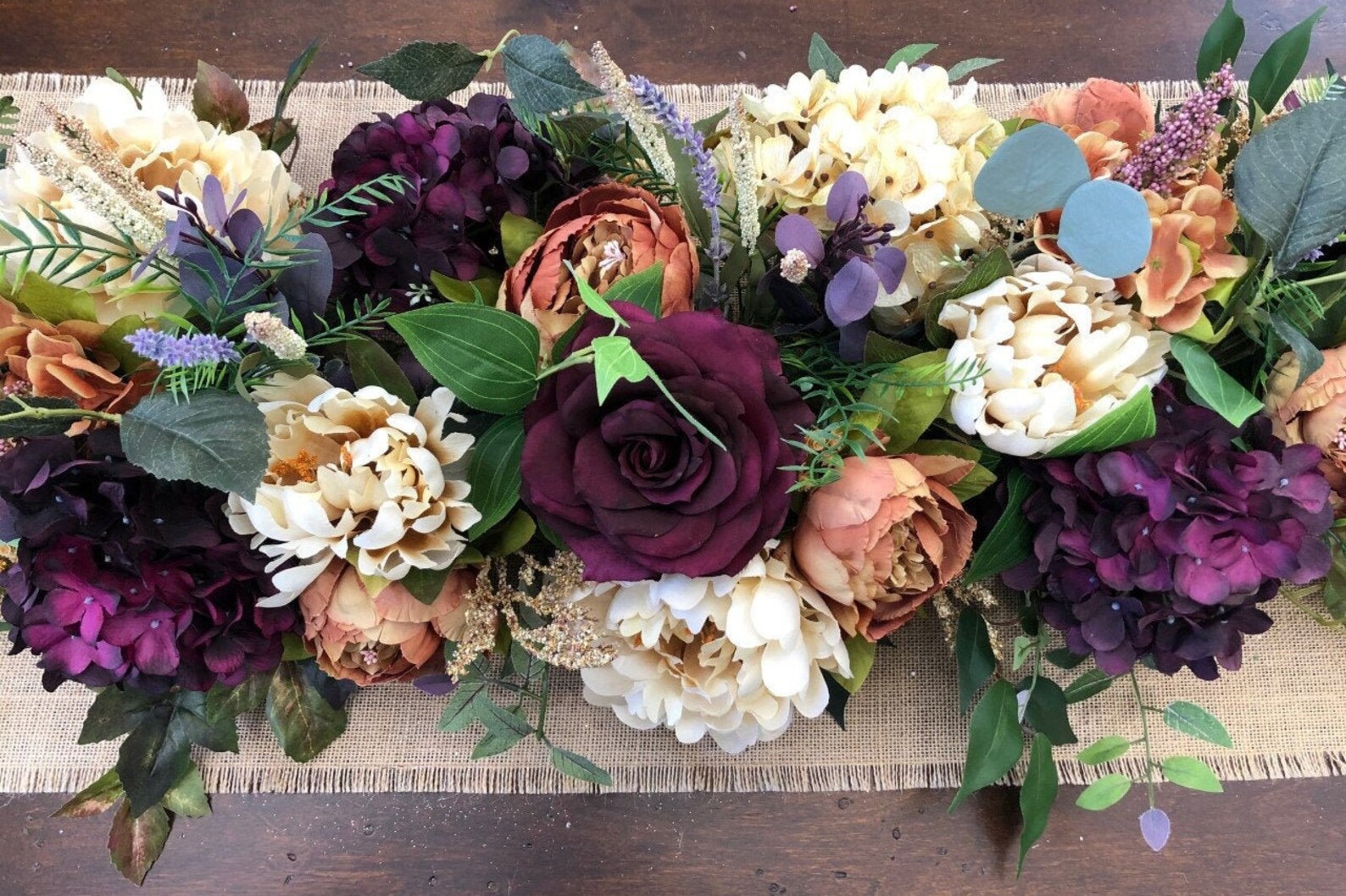 Vintage eggplant coffee cream garland floral garland vintage | Etsy