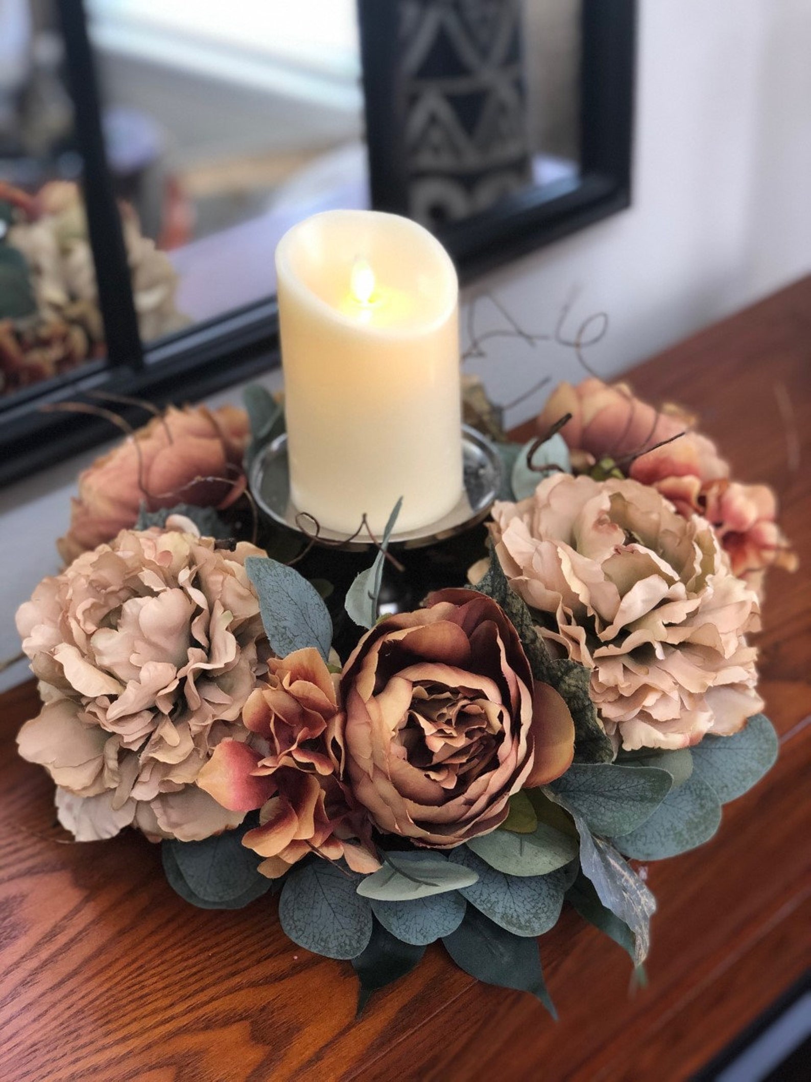 Rustic Candle Ring Floral Candle Ring Mini Wreath Everyday | Etsy