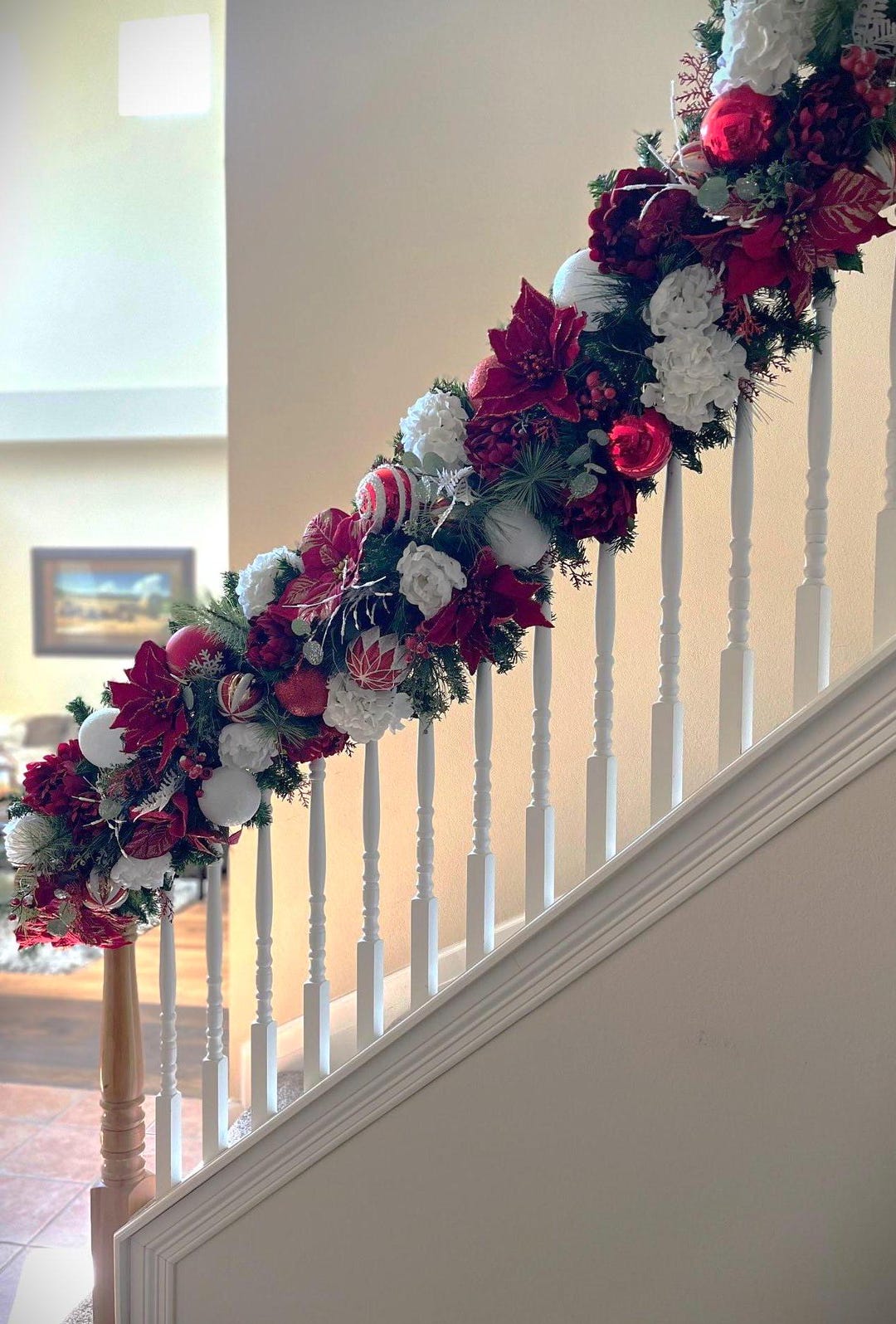 Luxury Christmas Garland, Classic Red White Garland, Elegant Mantel ...