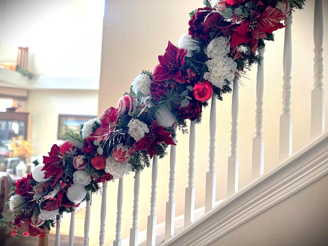 Luxury Christmas Garland, Classic Red White Garland, Elegant Mantel ...