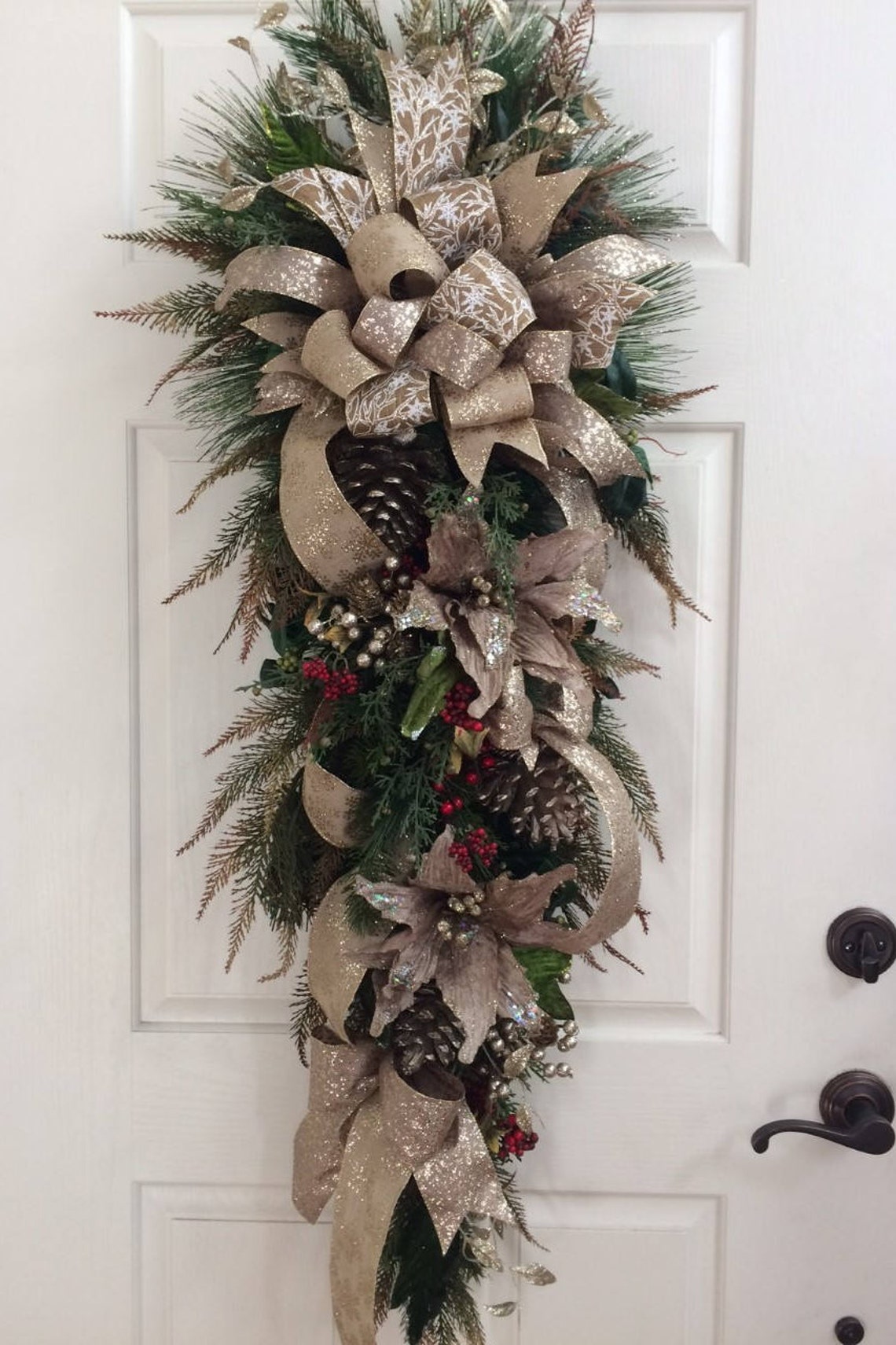 ON SALE Luxury Christmas Door Swag Rustic Glam swag | Etsy