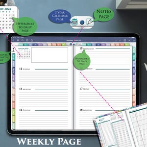 Rainbow Digital Diary Year Planner for 2025 2026 Daily Goodnotes ...