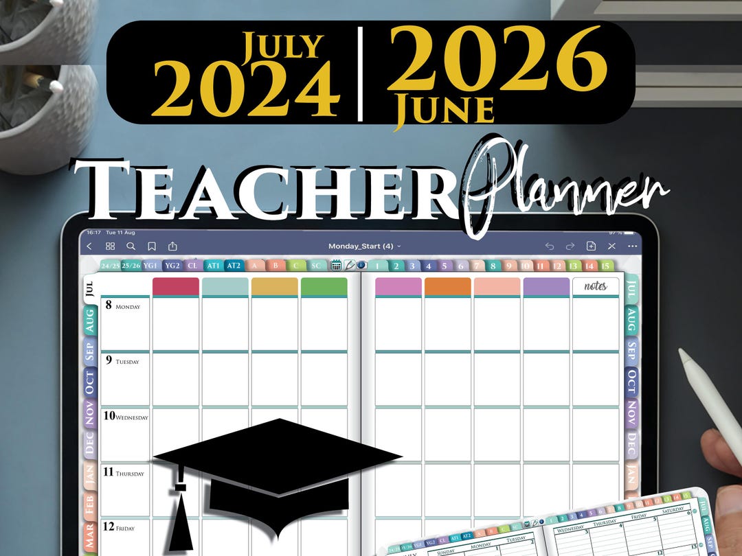 Digital July Teacher Planner 2024 2025 2025 Goodnotes Academic iPad - Etsy