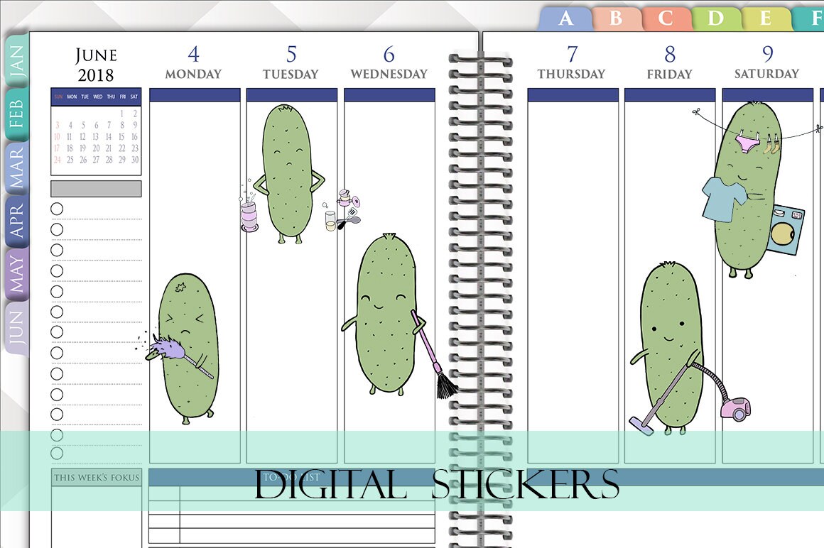 Digital Cute Kawaii Girl Stickers Clipart PNG Tablet Planner - Etsy