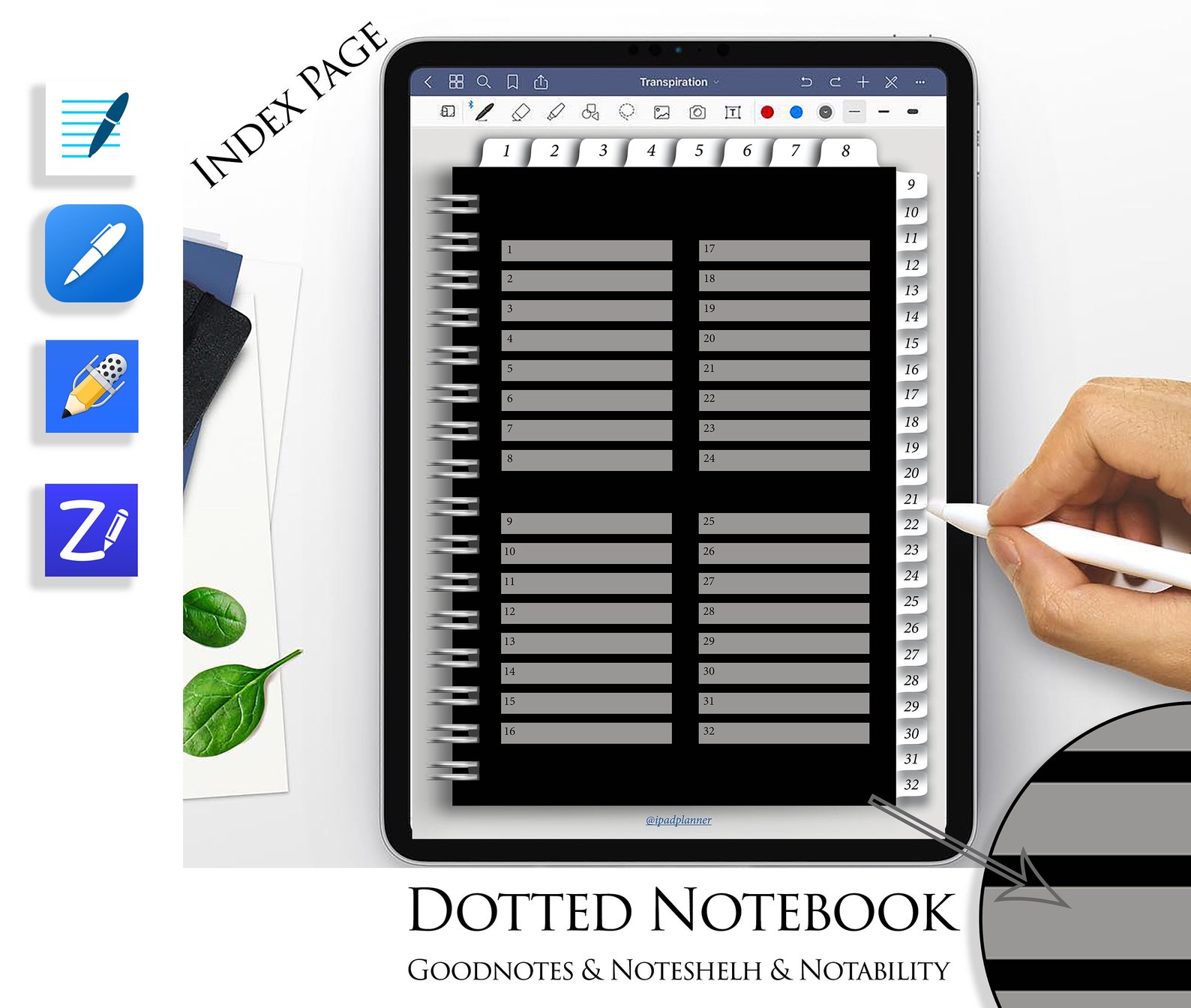 Digital Sketchbook Black Dotted Goodnotes Notebook Notability Noteshelf ...