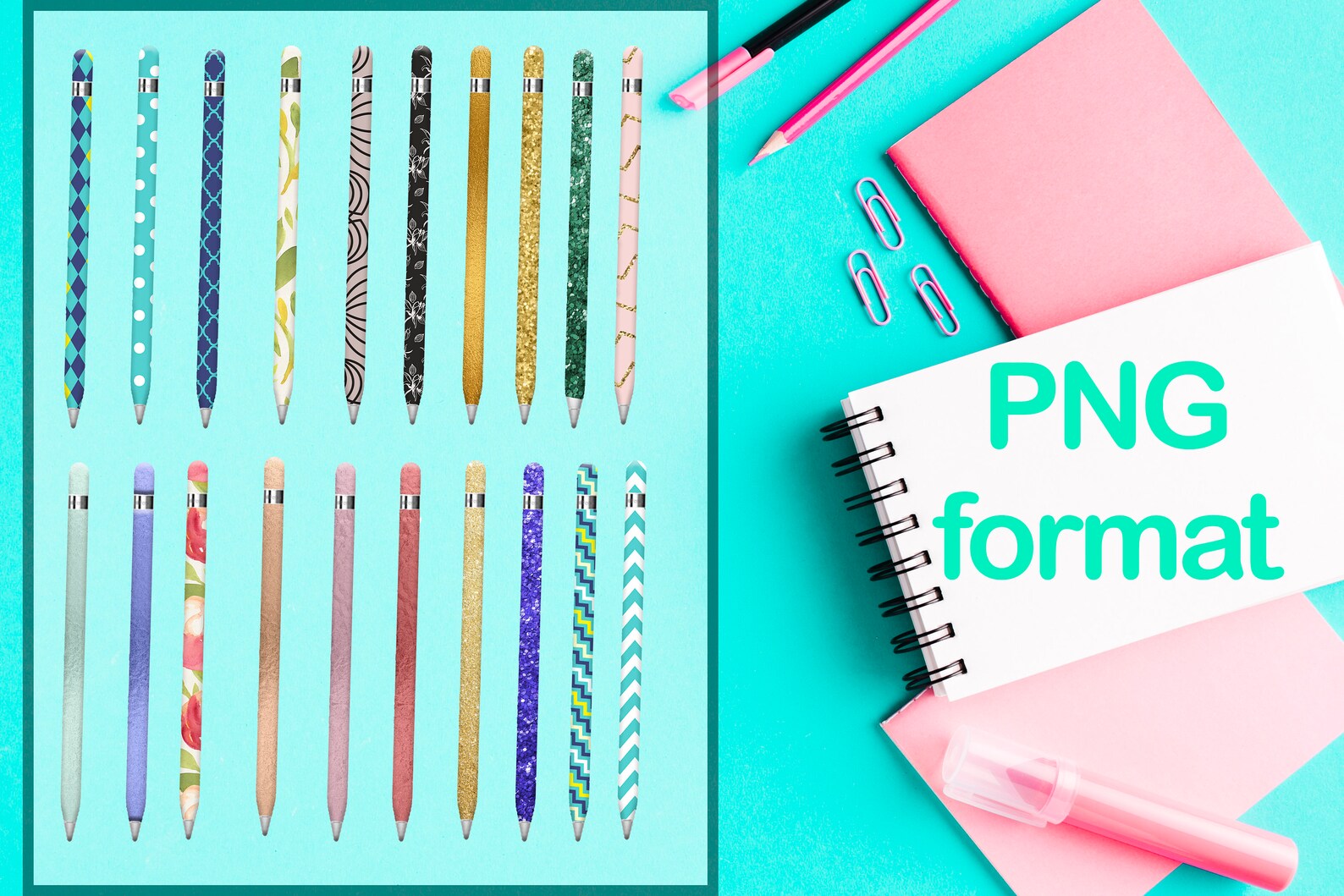 Digital Apple Pencil Stickers Scrapbooking Planning Template - Etsy