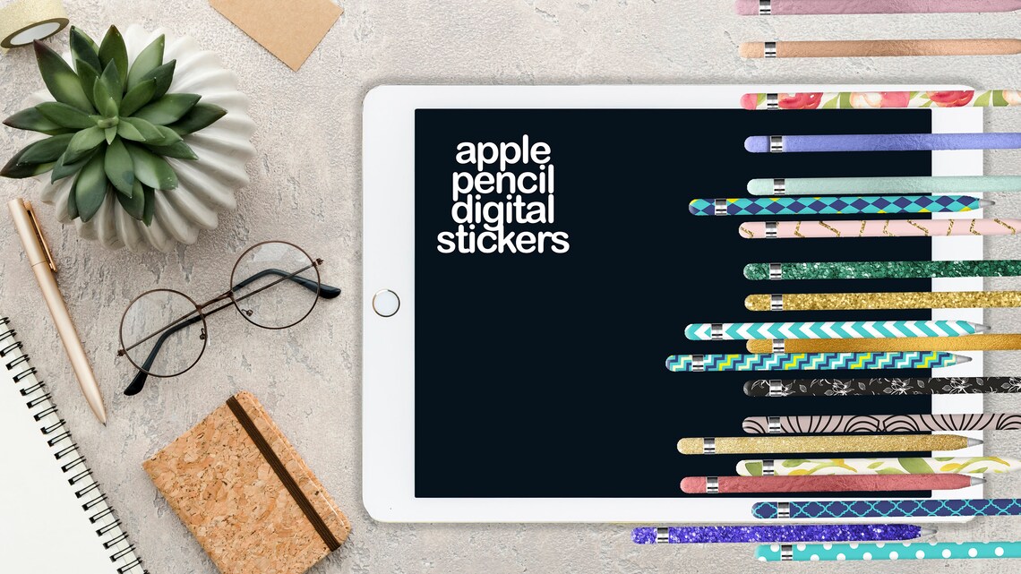 Digital Apple Pencil Stickers Scrapbooking Planning Template - Etsy