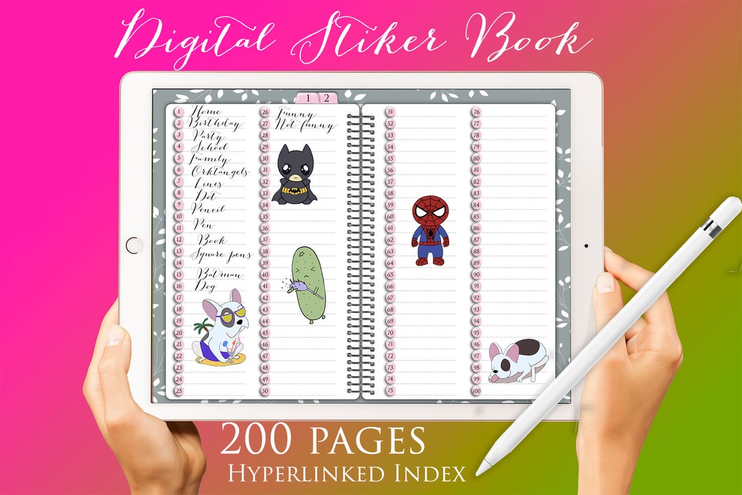 Digital Sticker Book Goodnotes iPad Stickers Album With Links Bundle ...