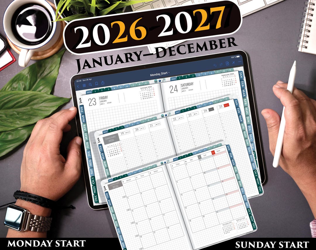 Digital Daily Grid 2026 2027 iPad Planner | Personal Japanese Checkered ...