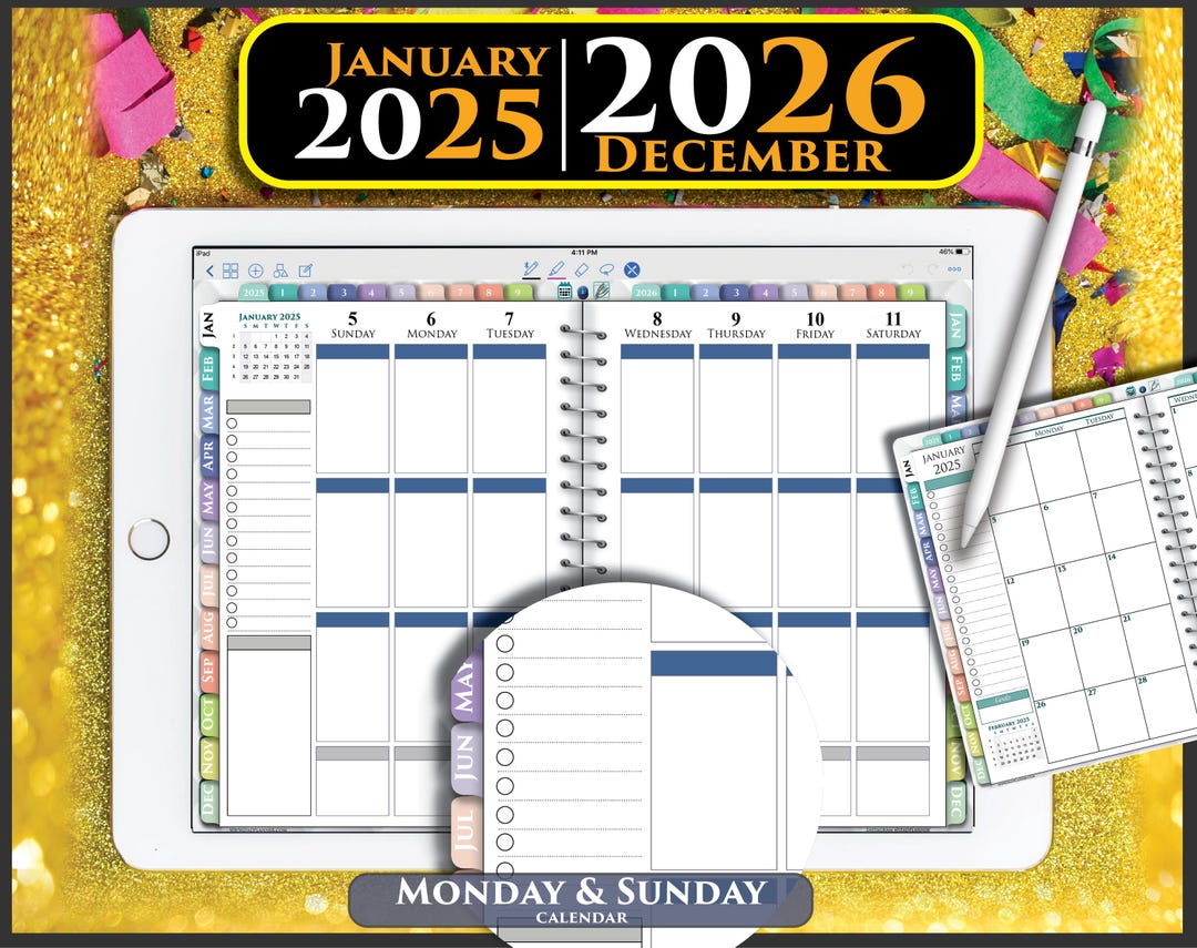 Digital Happy Planner 2025 2026 Weekly Organizer Erin Life Monthly ...