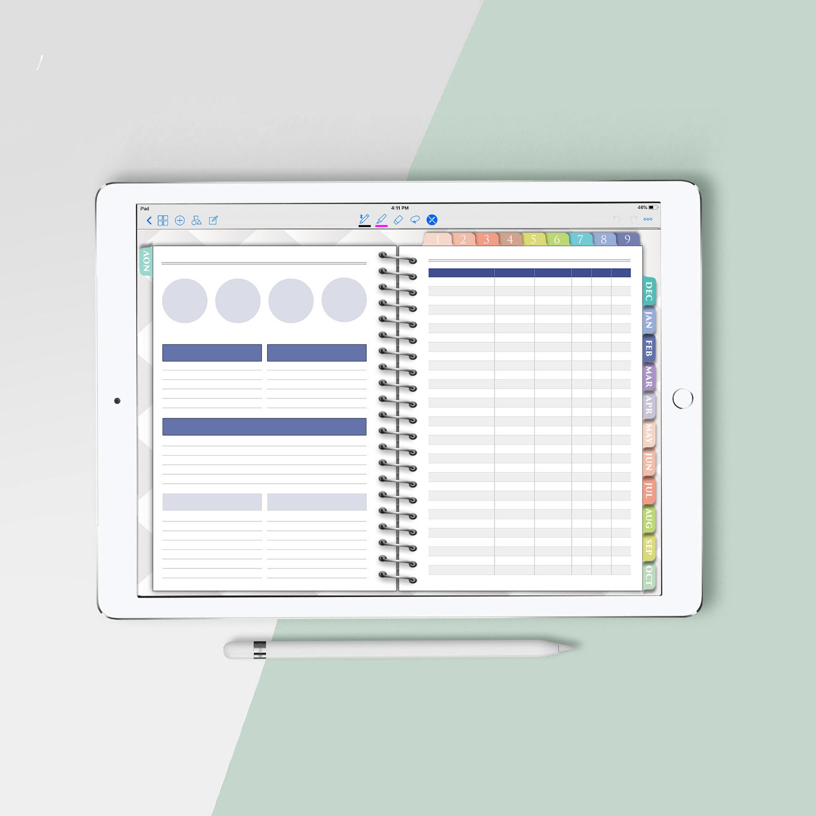 Goodnotes Pages Template Digital Paper Financial Bills Tracker | Etsy