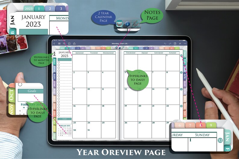 Rainbow Digital Diary Year Planner for 2023 2024 Daily - Etsy