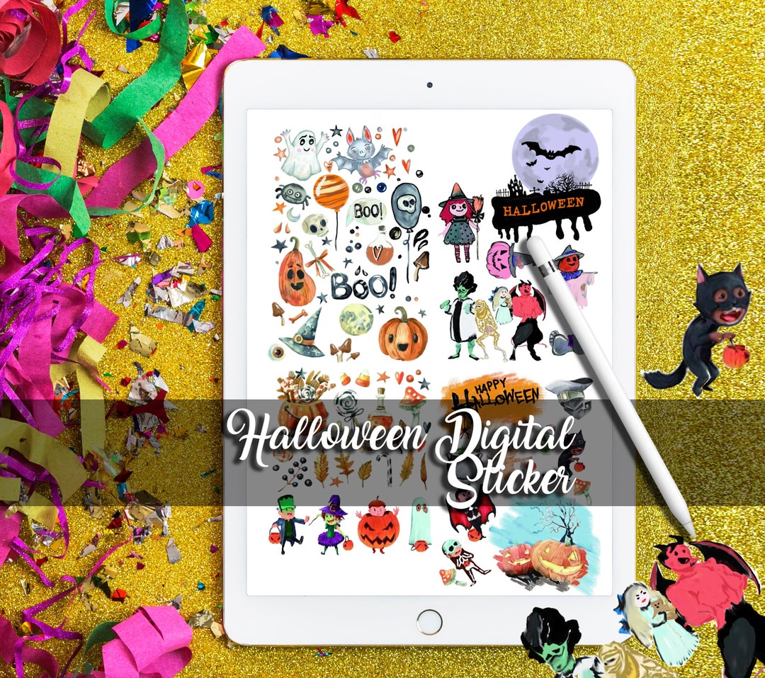 Digital Halloween Stickers Kit for iPad Goodnotes Scrapbooking and ...