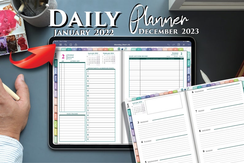 Rainbow Digital Diary Year Planner for 2022 2023 Daily - Etsy