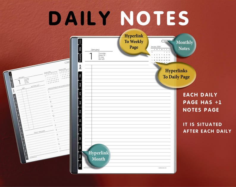 Digital Kindle Planner 2026 | Daily Weekly PDF Notebook - Etsy