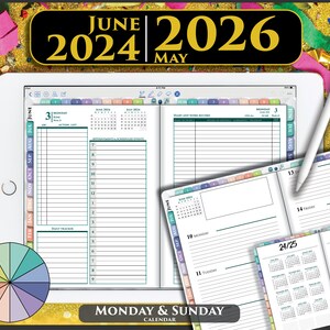Rainbow Digital Diary Year Planner for 2024 2025 2026 Daily Goodnotes ...