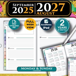 Digital PDF Weekly Planner for iPad Pro Air Mini 2025 to 2026 ...