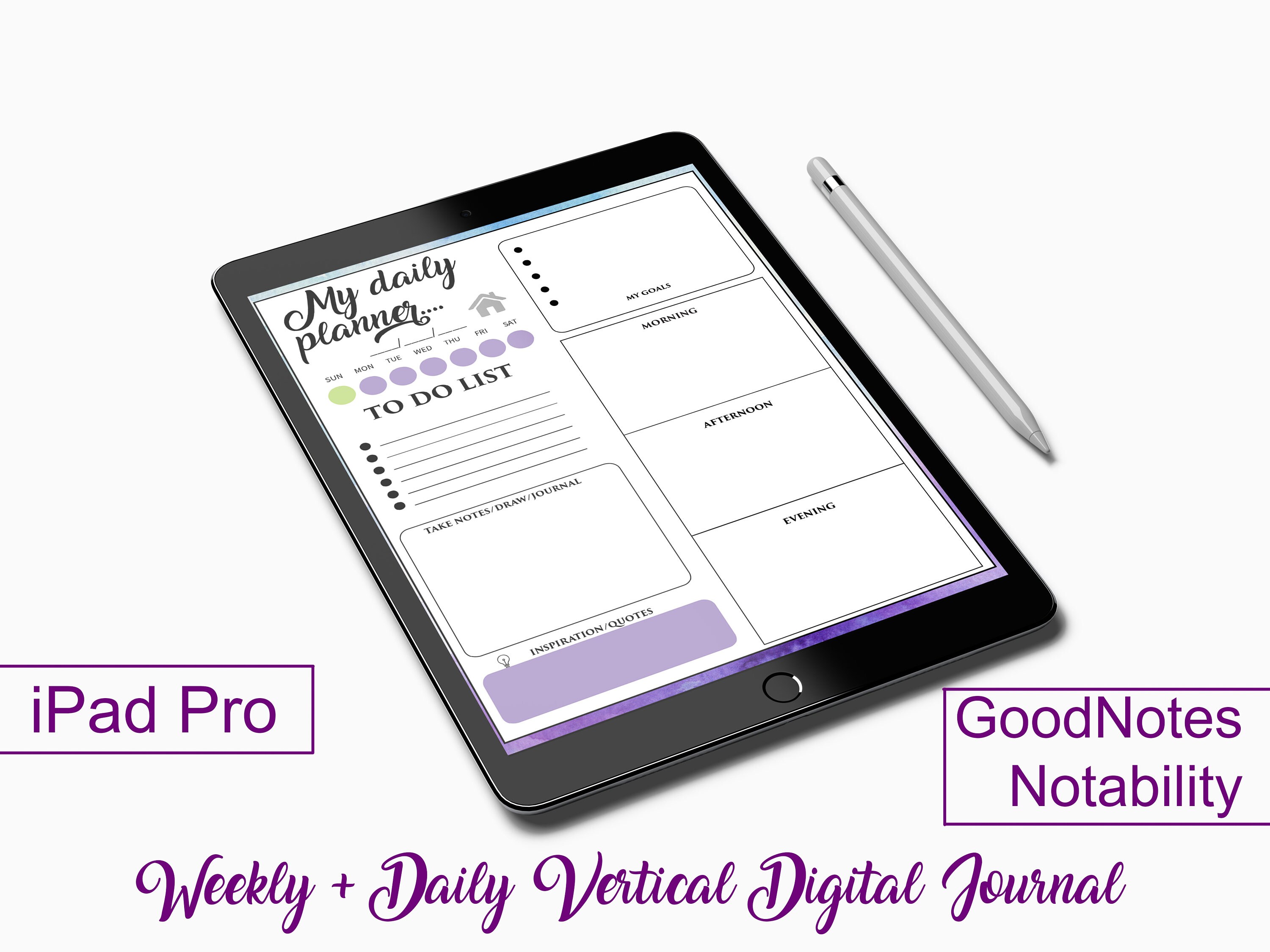 7 Days Journal | Simple Minimal Digital Notebook - Etsy