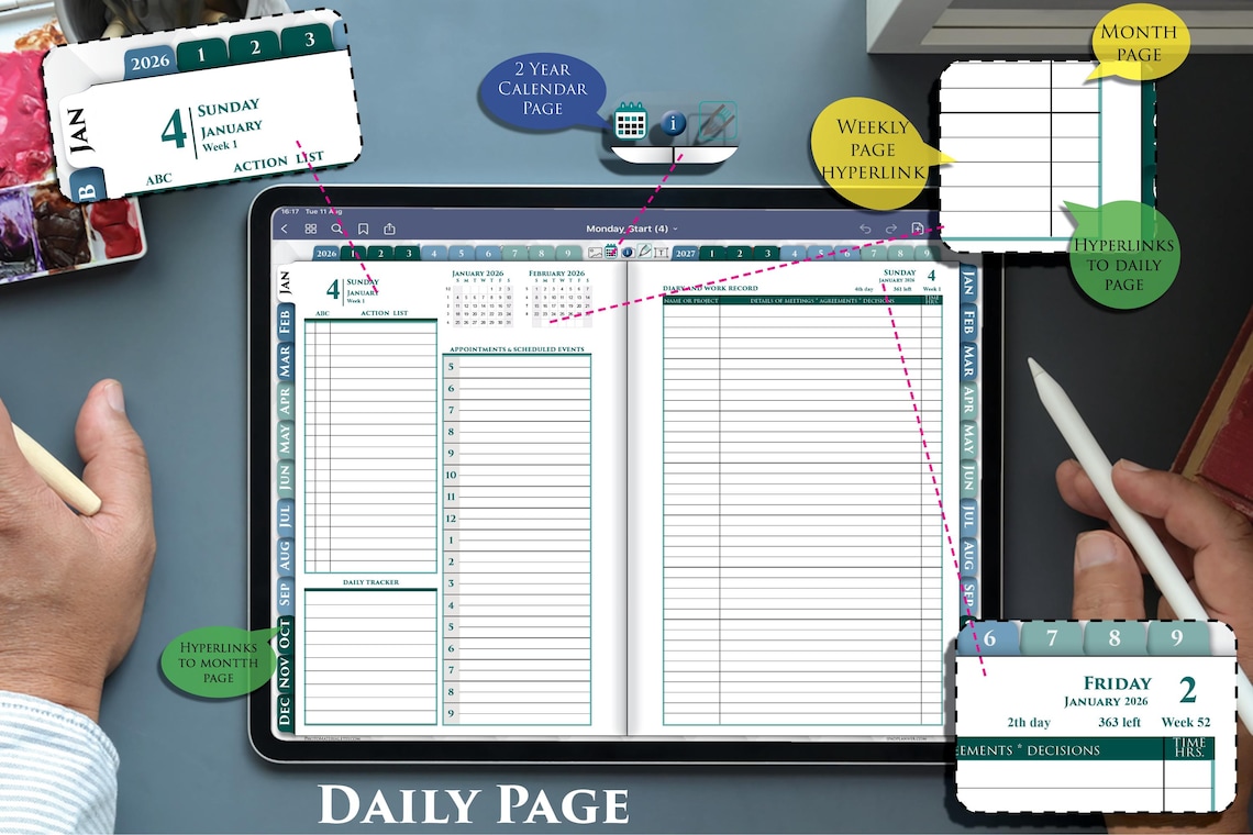 Digital Goodnotes Planner Daily Template 2026 2027 Franklin ...
