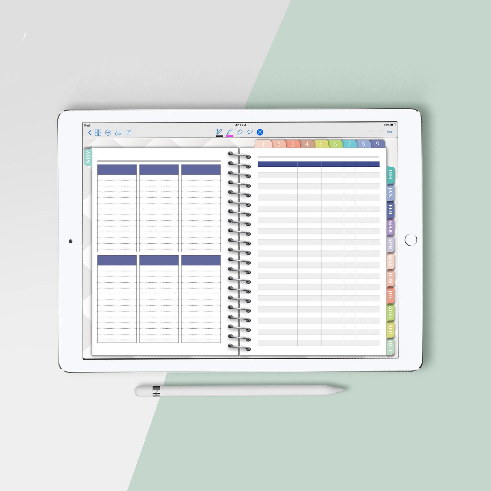 Goodnotes Pages Template Digital Paper Financial Bills Tracker | Etsy