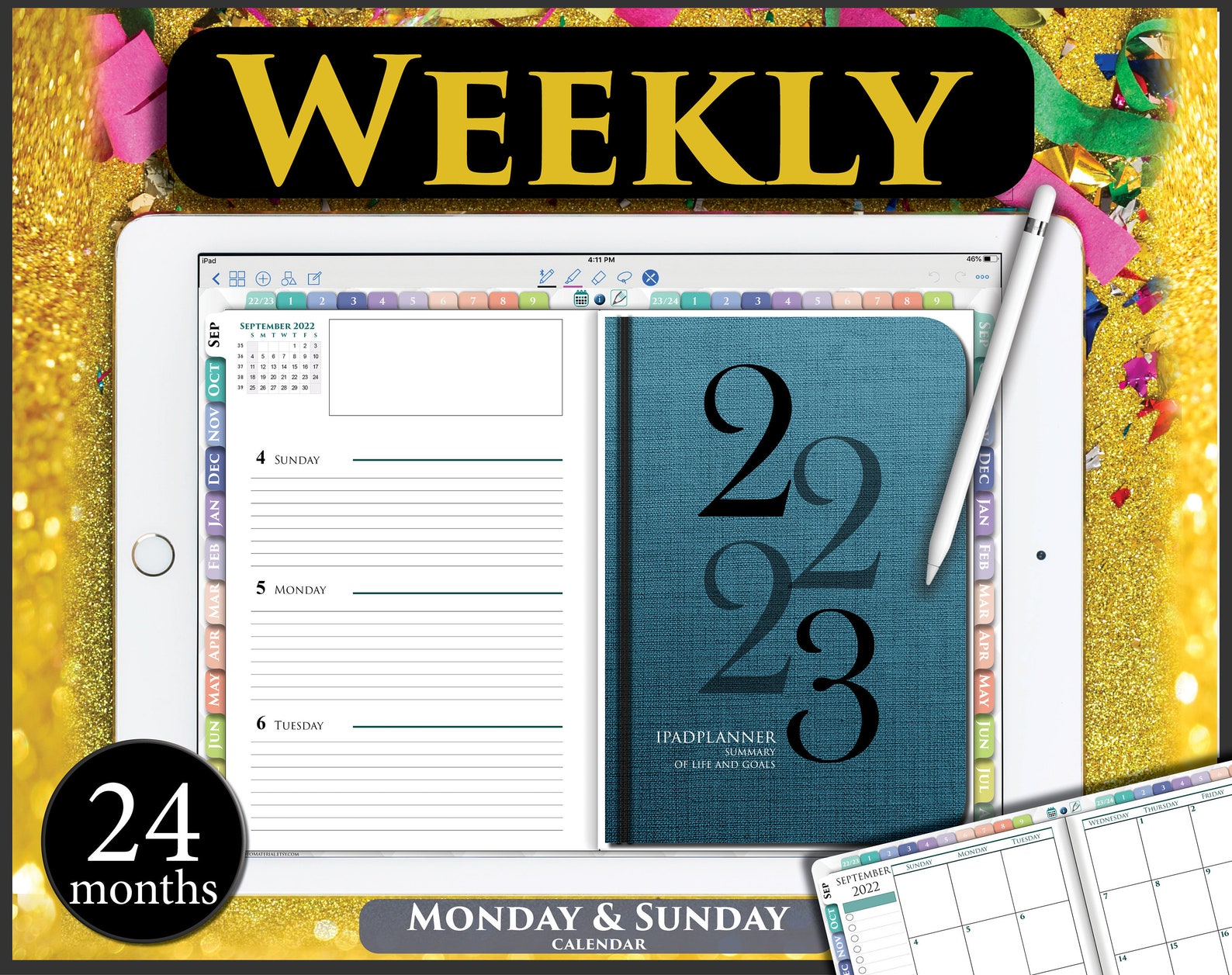 Digital PDF Weekly Planner for Ipad Pro Air Mini - Etsy