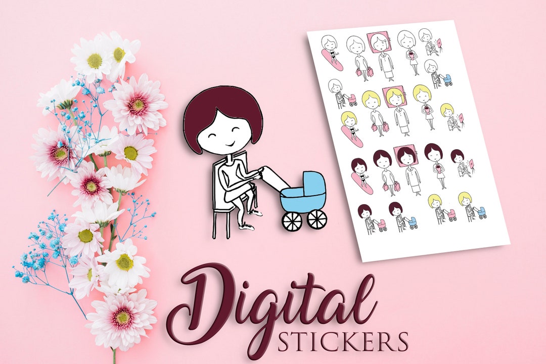 Digital Stickers Mom Life Printable PNG Stiker Goodnotes Black Girl ...