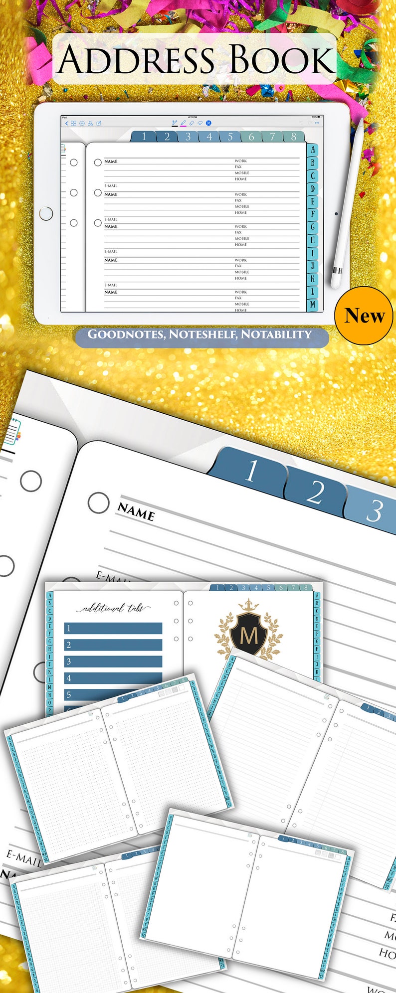 Digital Address Book Contacts Pages Ipad Minimalist Planner - Etsy ...