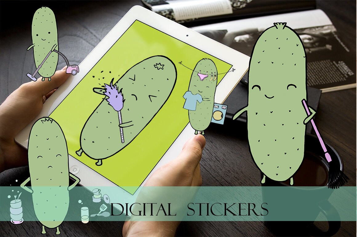 Digital Cute Kawaii Girl Stickers Clipart PNG Tablet Planner | Etsy