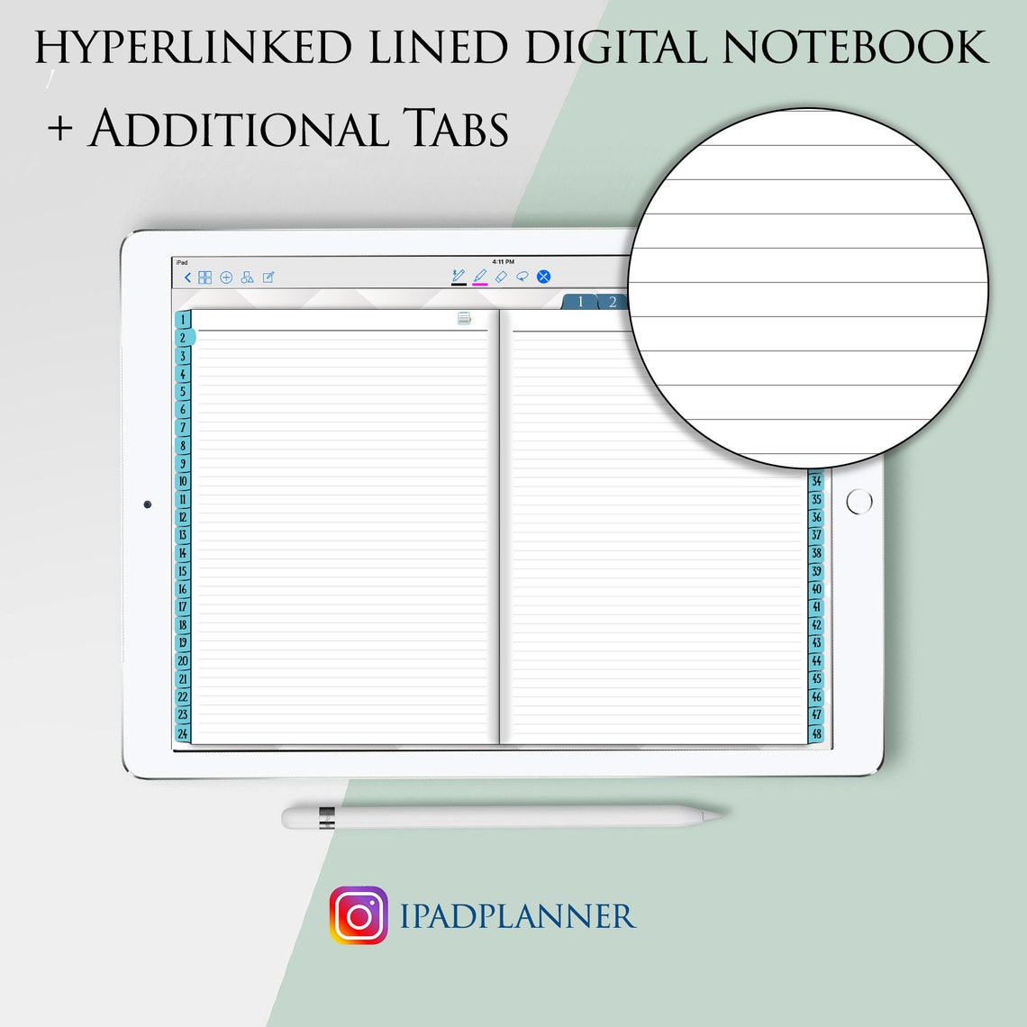 Digital Lined iPad Student Notebook Journal Paper Template Instant ...