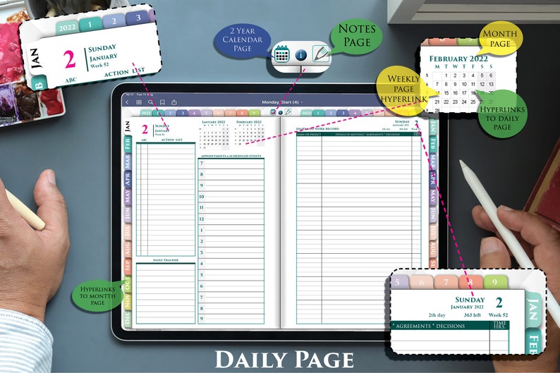 Rainbow Digital Diary Year Planner for 2022 2023 Daily - Etsy