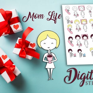 Digital Stickers Mom Life Printable PNG Stiker Goodnotes Black Girl ...
