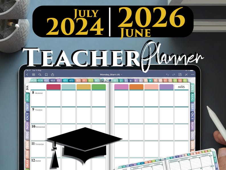 Digital Lesson Planner Academic Daily Weekly Teacher Notebook Agenda ...