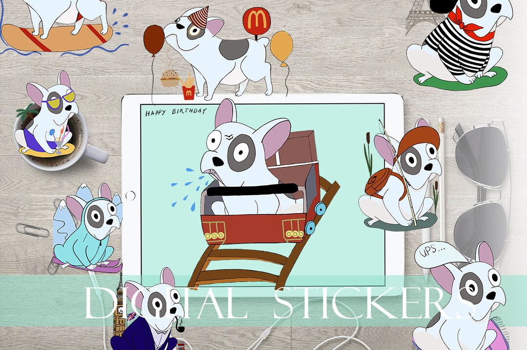 Digital Travel Stickers Labels Scrapbooking Dog Clipart Goodnotes ...