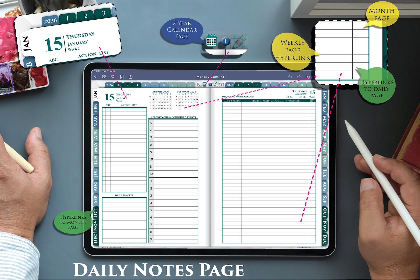 Digital Goodnotes Planner Daily Template 2026 2027 Franklin ...