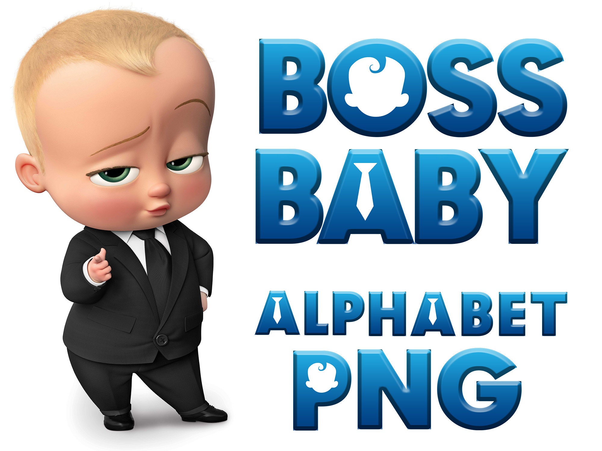 Boss Baby Digital Alphabet Clipart Its a boy scrapbooking | Etsy