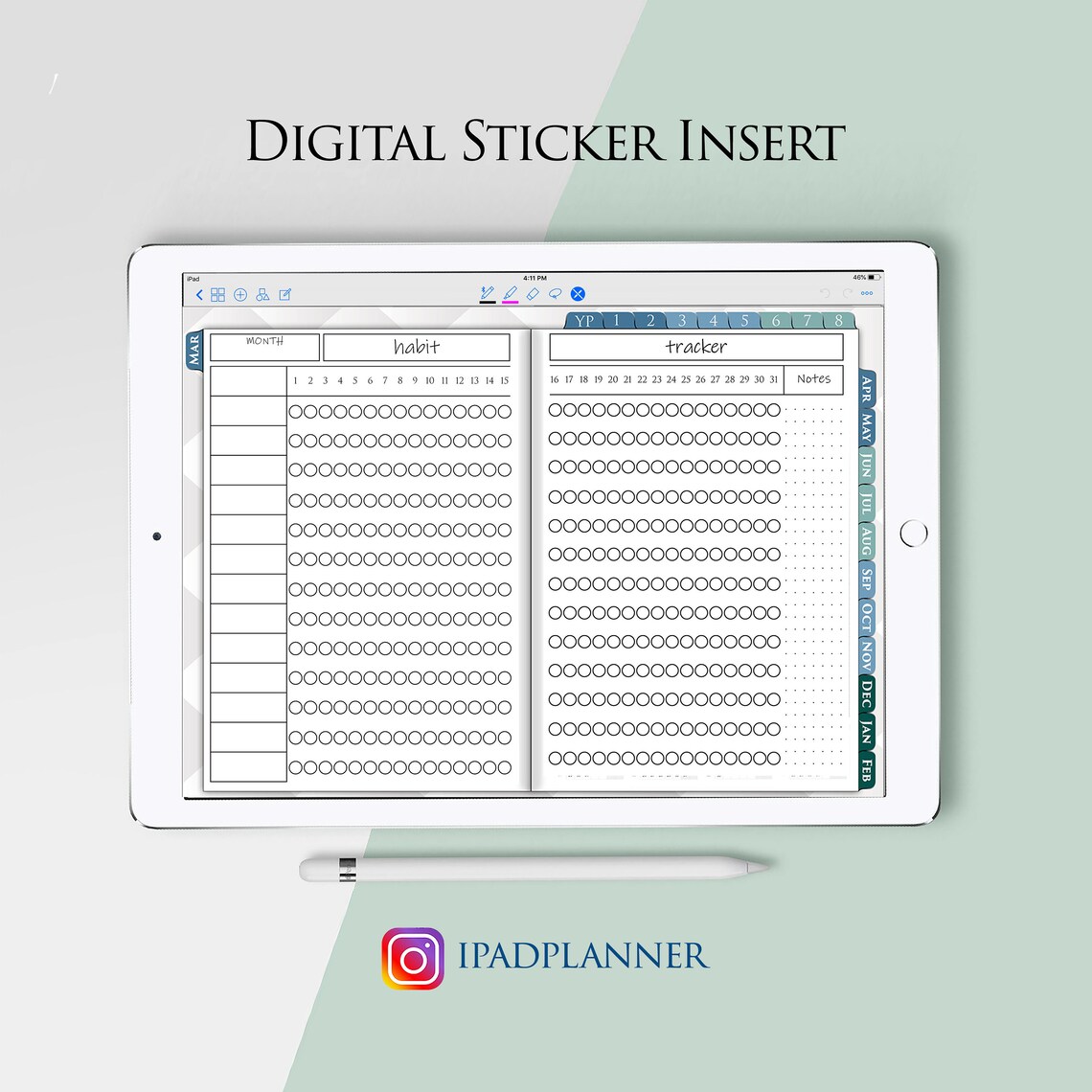 Digital Goodnotes Insert Notabilty Pages Template Habit - Etsy