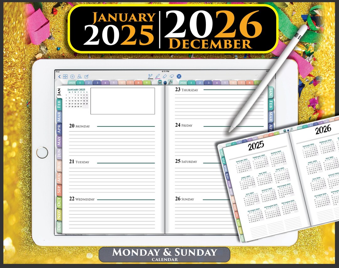 Digital PDF Weekly Planner for iPad Pro Air Mini 2025 to 2026 ...