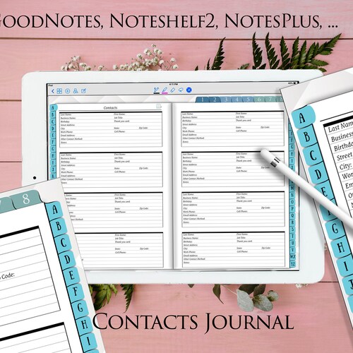 Digital Contacts Journal for Noteshelf2 Goodnotes Notability - Etsy