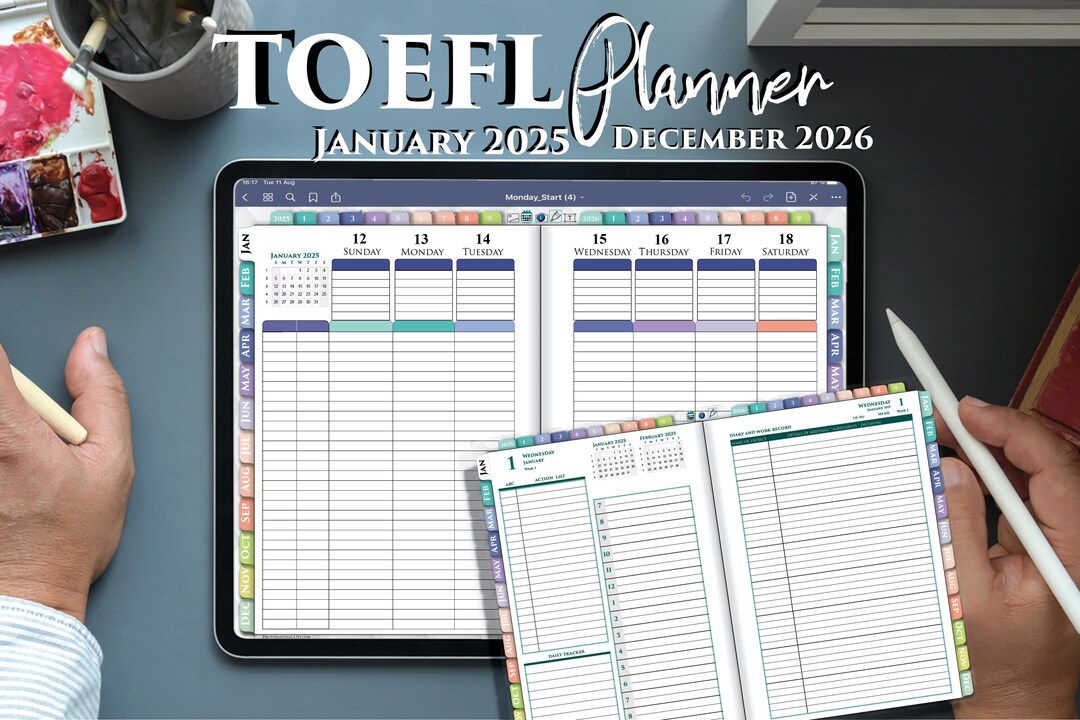Digital TOEFL Planner | Teacher Daily & Weekly Goals Organizer ...