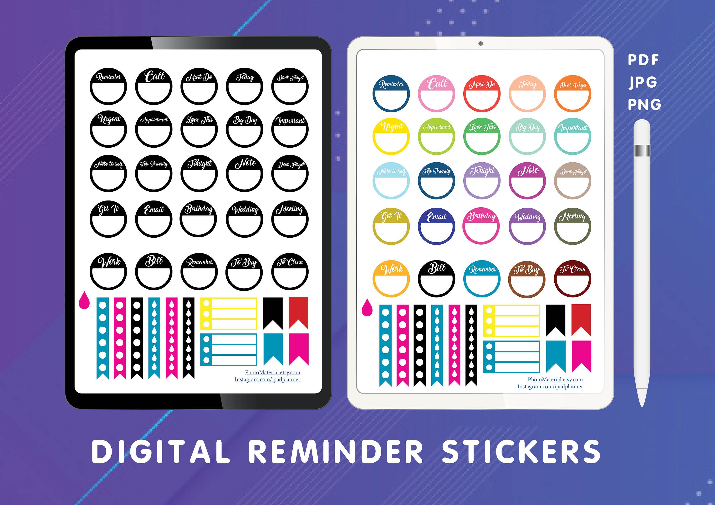 Digital Reminder Stickers for Goodnotes Notability Noteshelf - Etsy