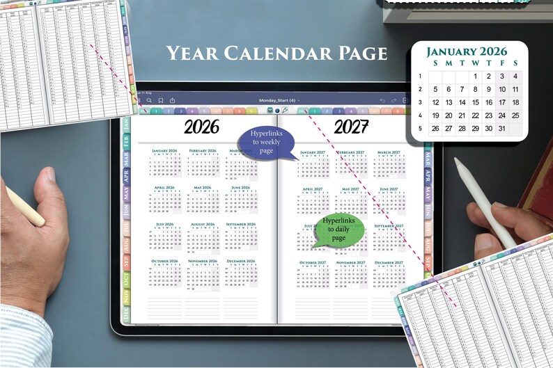 2026-2027 Digital Teacher Planner – Daily Notes, Weekly Layouts (PDF ...