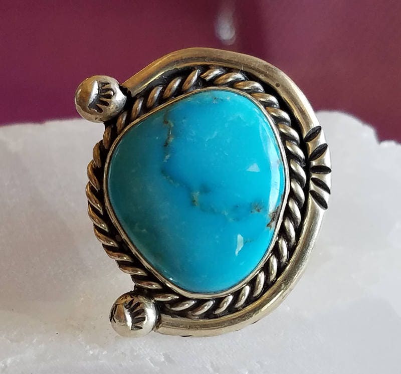 Anillo turquesa con ajuste de plata de ley Tamaño 7 321 | Etsy