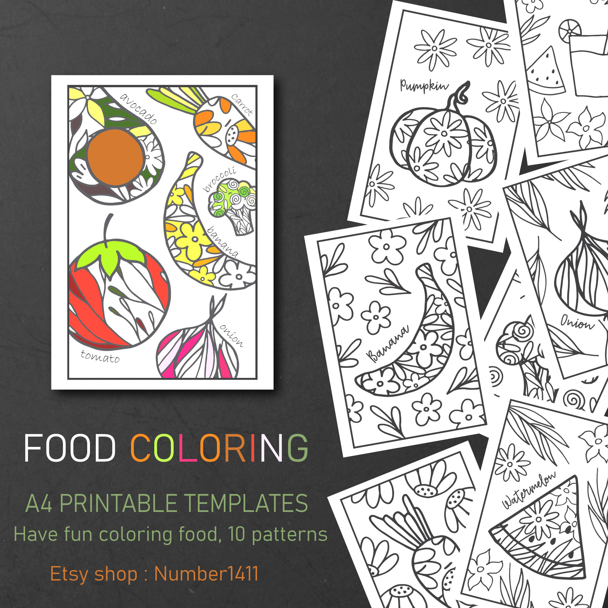 Food Coloring, Printable Coloring Pages, Digital Coloring Pages ...