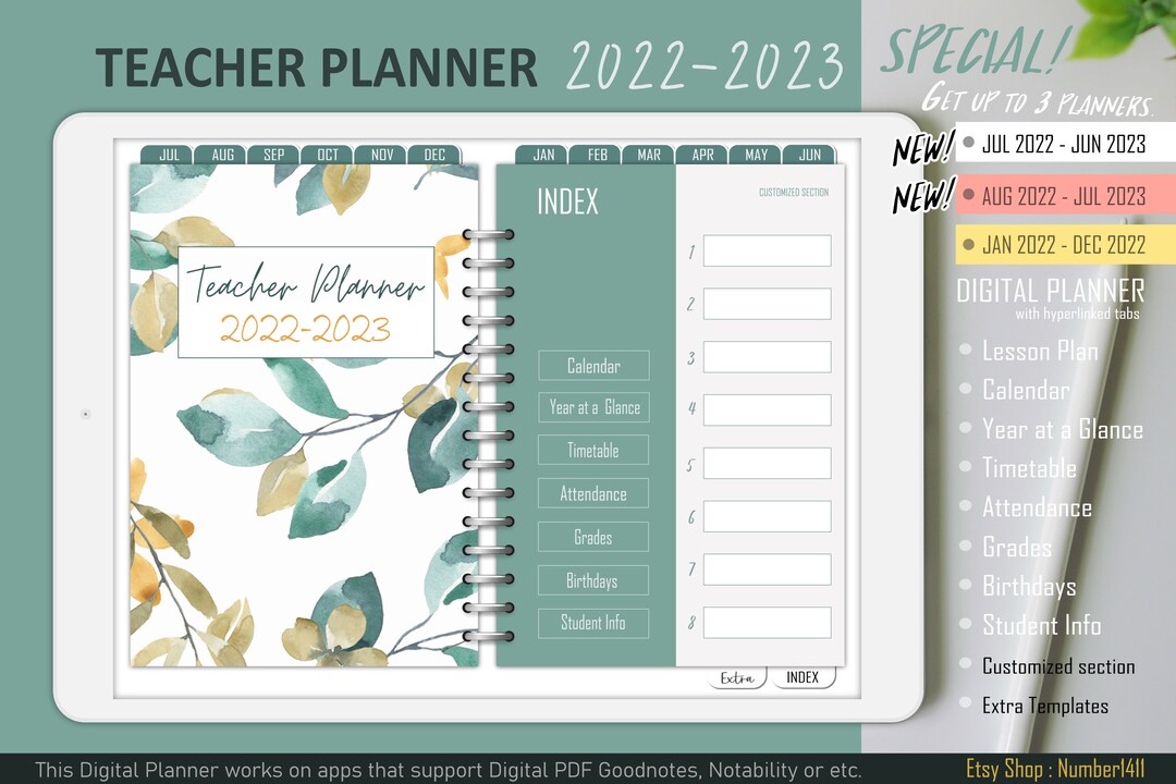 Teacher Digital Planner Teacher Planner 2022-2023 - Etsy